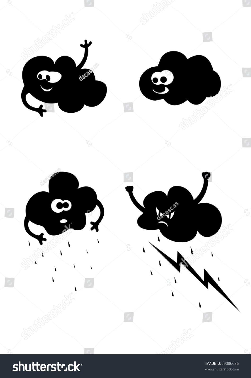 Vector Set Clouds Silhouettes: vector de stock (libre de regalías) 59086636 Vector Set Clouds Silhouettes: vector de stock (libre de regalías) 59086636