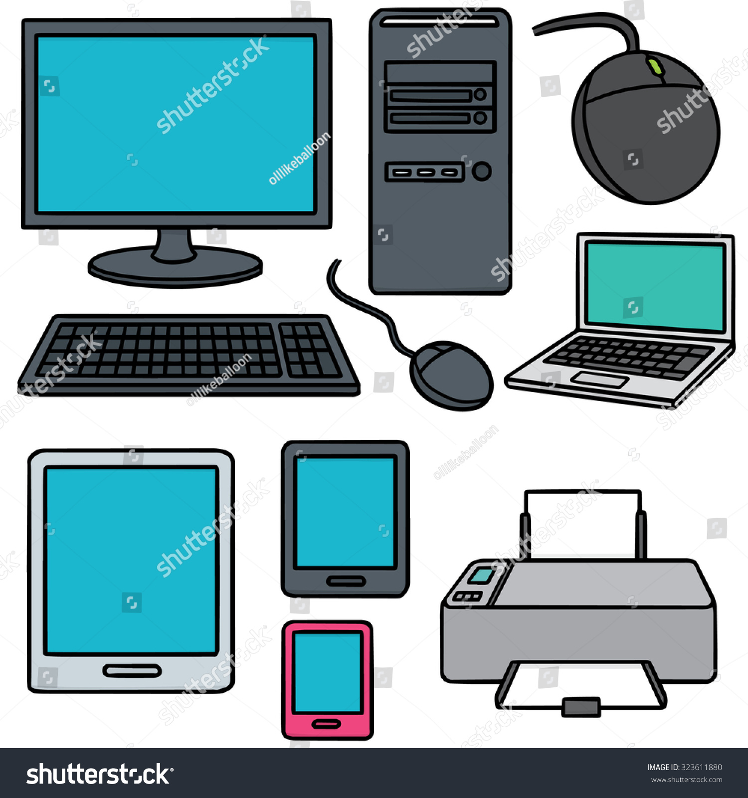 Vector Set Computer Smart Device Computer Stock Vector (Royalty Free ...