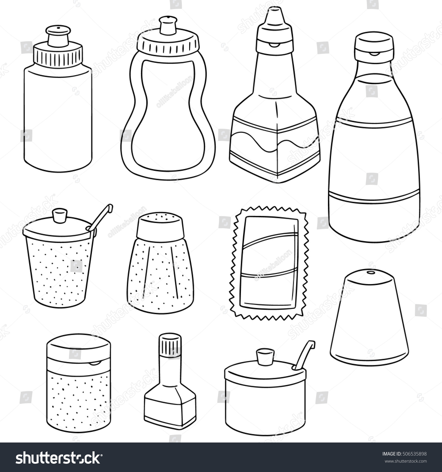 Vector Set Condiment Bottle Stock Vector (Royalty Free) 506535898