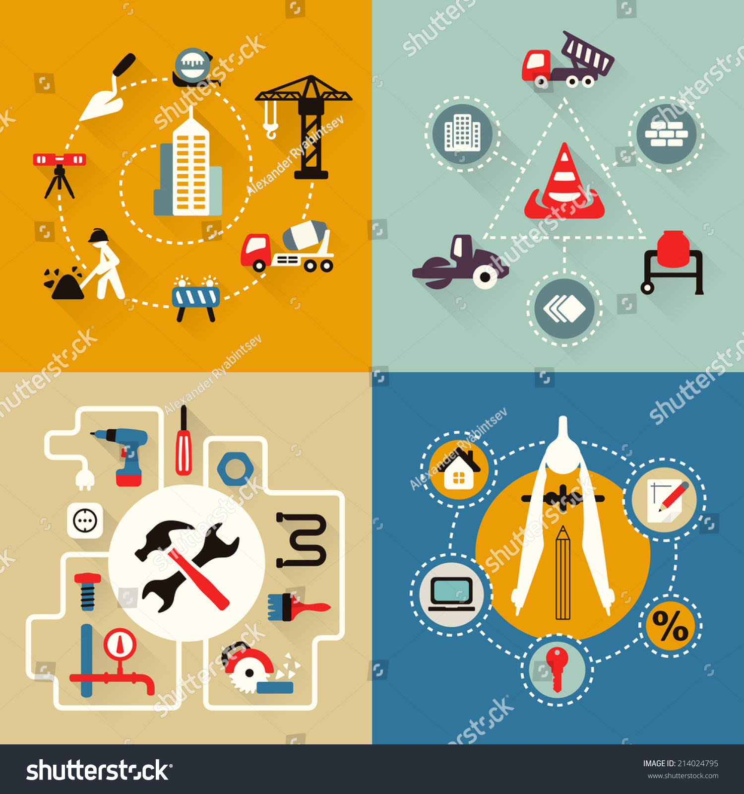 Vector Set Construction Concepts Stock Vector (Royalty Free) 214024795 ...