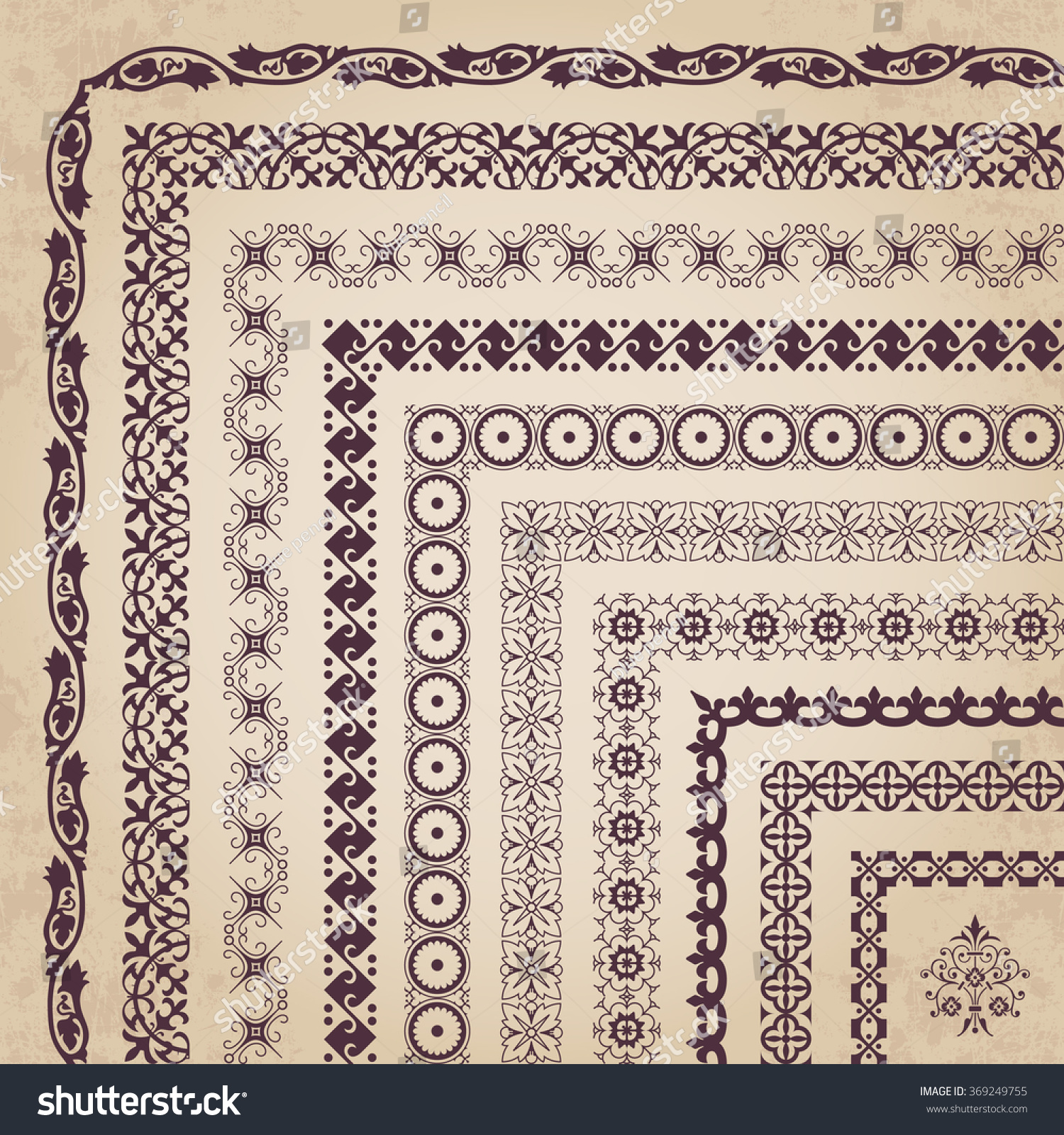 Vector Set Corner Borders Frames Stock Vector 369249755 - Shutterstock