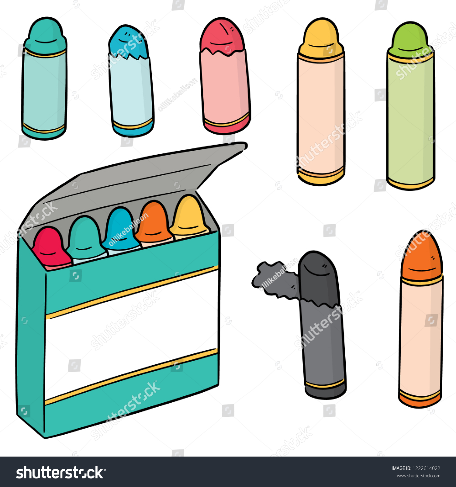 Vector Set Crayons Stock Vector (Royalty Free) 1222614022 | Shutterstock