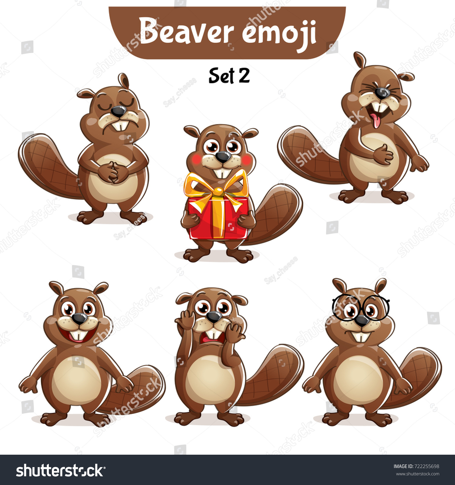 Vector Set Cute Beaver Characters Set: เวกเตอร์สต็อก (ปลอดค่าลิขสิทธิ์ ...