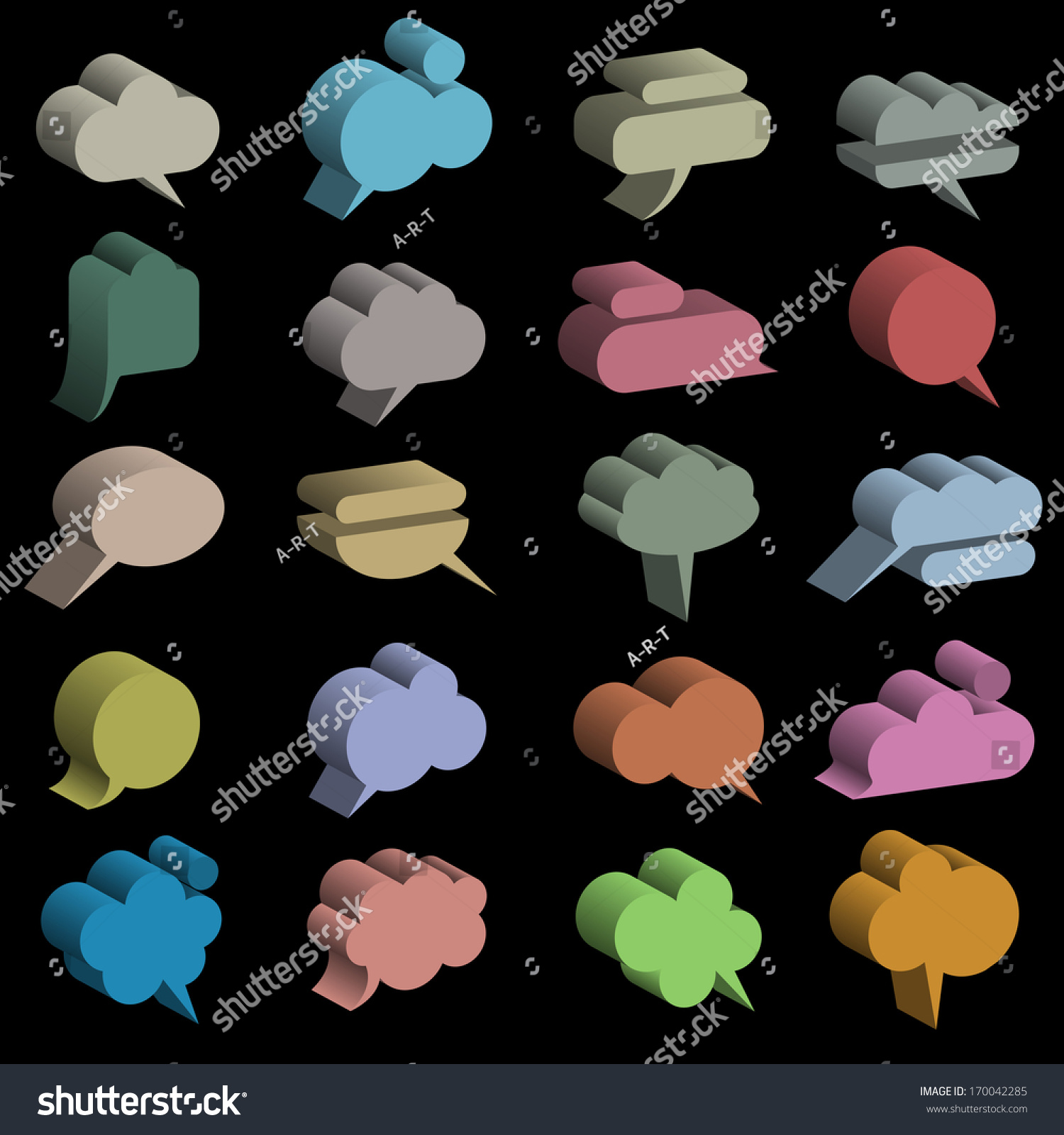 Vector Set 3d Speech Bubbles: vector de stock (libre de regalías) 170042285 | Shutterstock