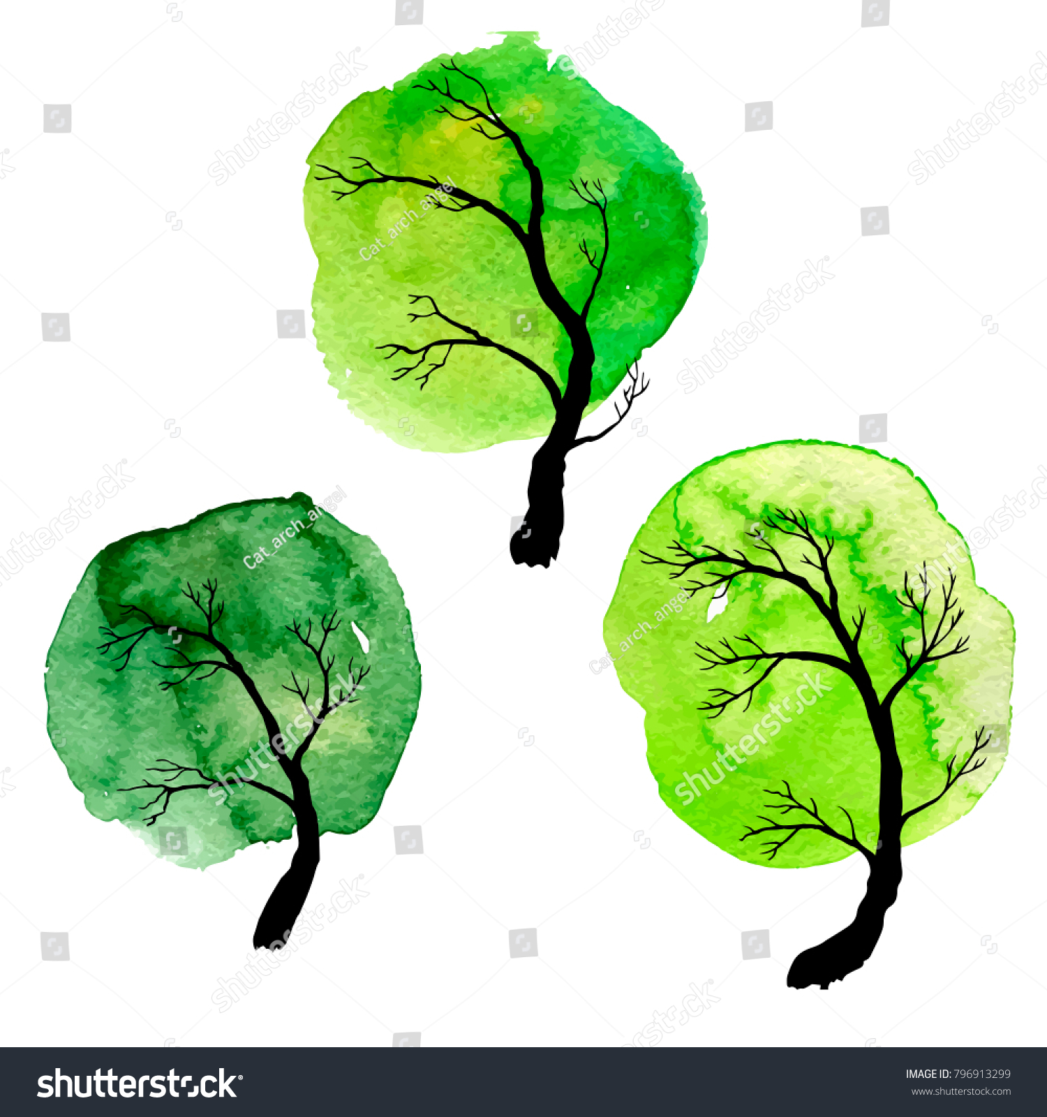 Vector Set Deciduous Trees Watercolor Foliage Stock Vector (Royalty ... Vector Set Deciduous Trees Watercolor Foliage Stock Vector (Royalty ...