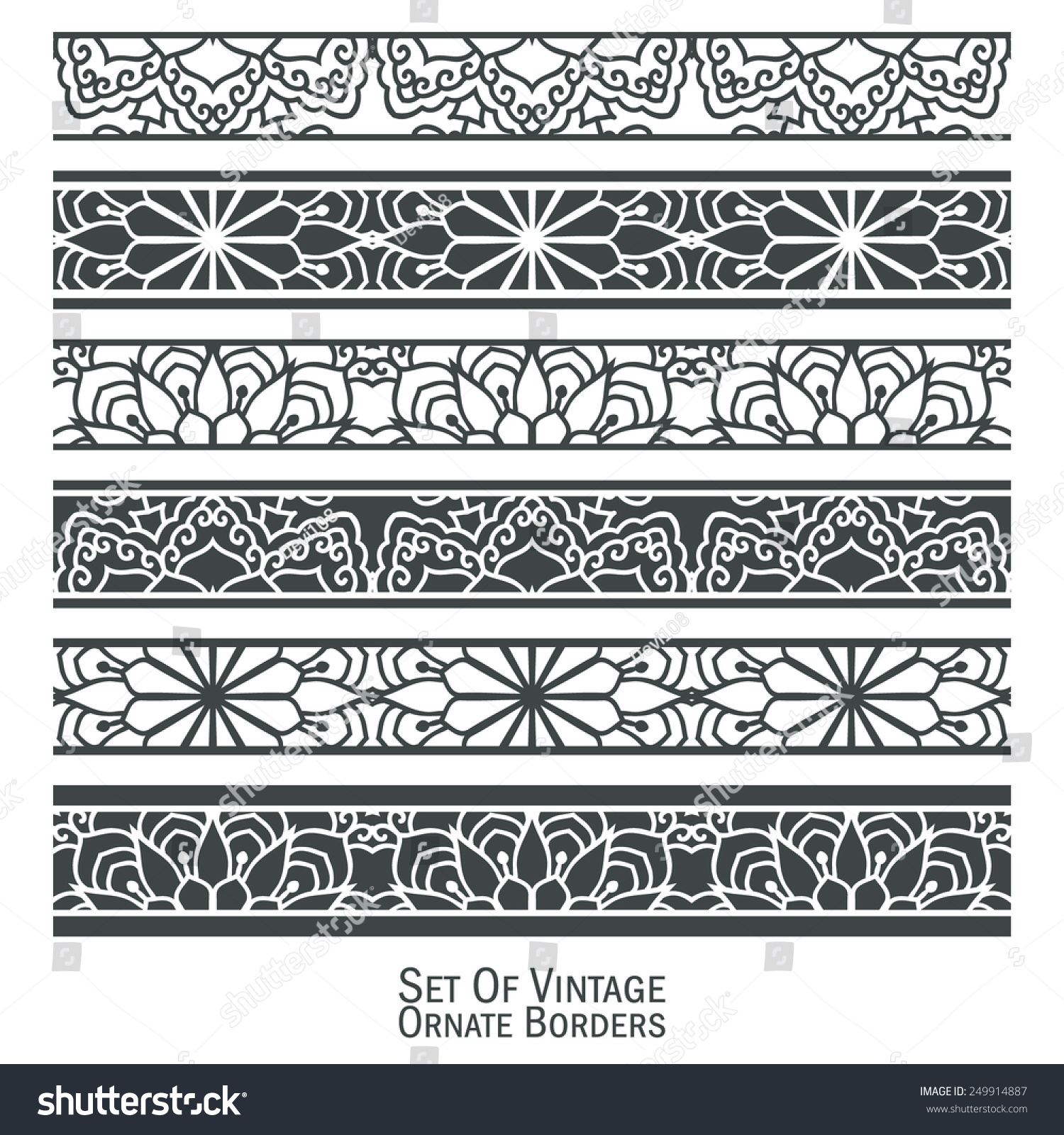 Vector Set Design Elements Ornate Borders Stock Vector (Royalty Free ...