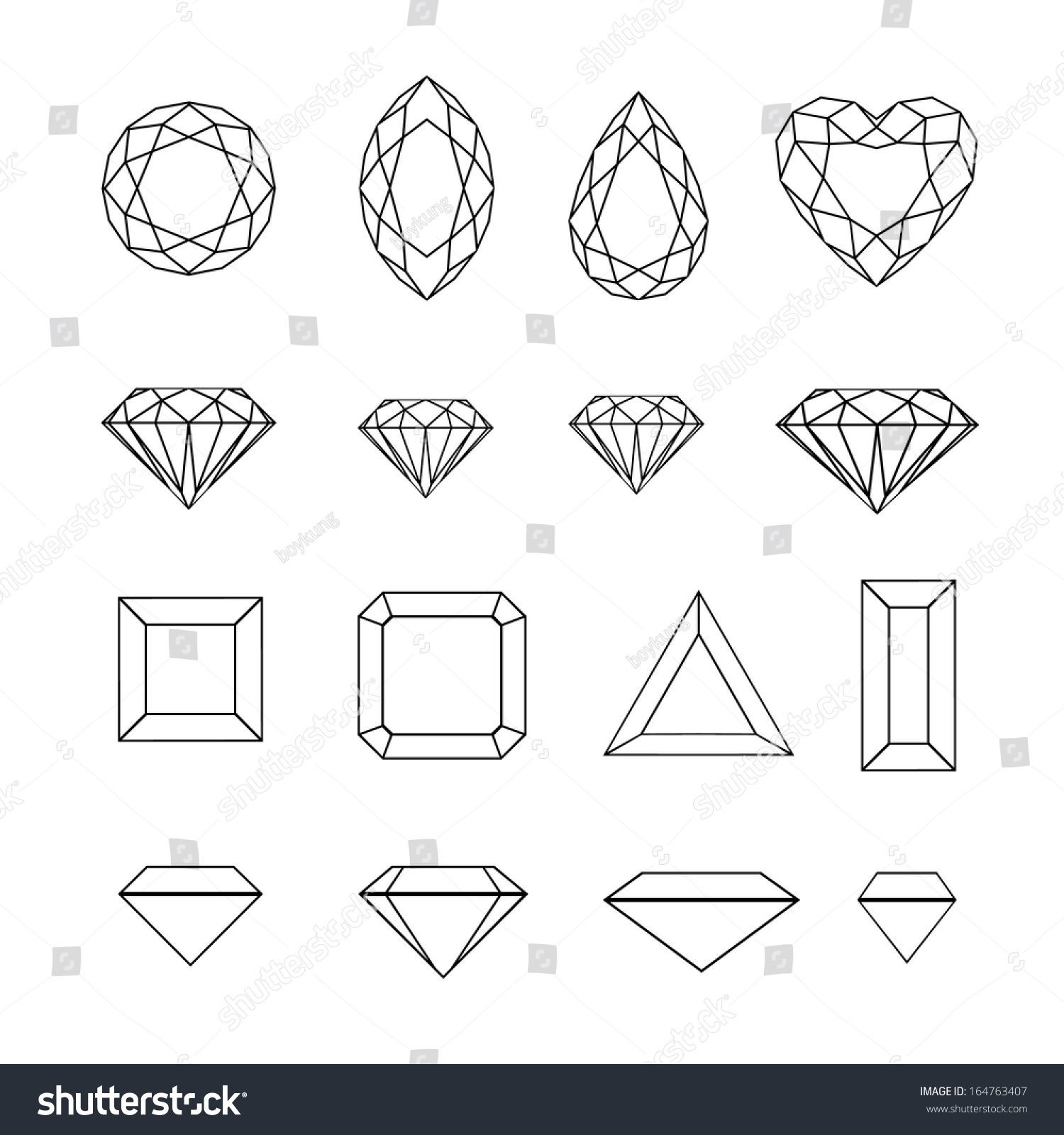 Vector Set Diamond Design Elements Cutting Stock Vector 164763407 ...