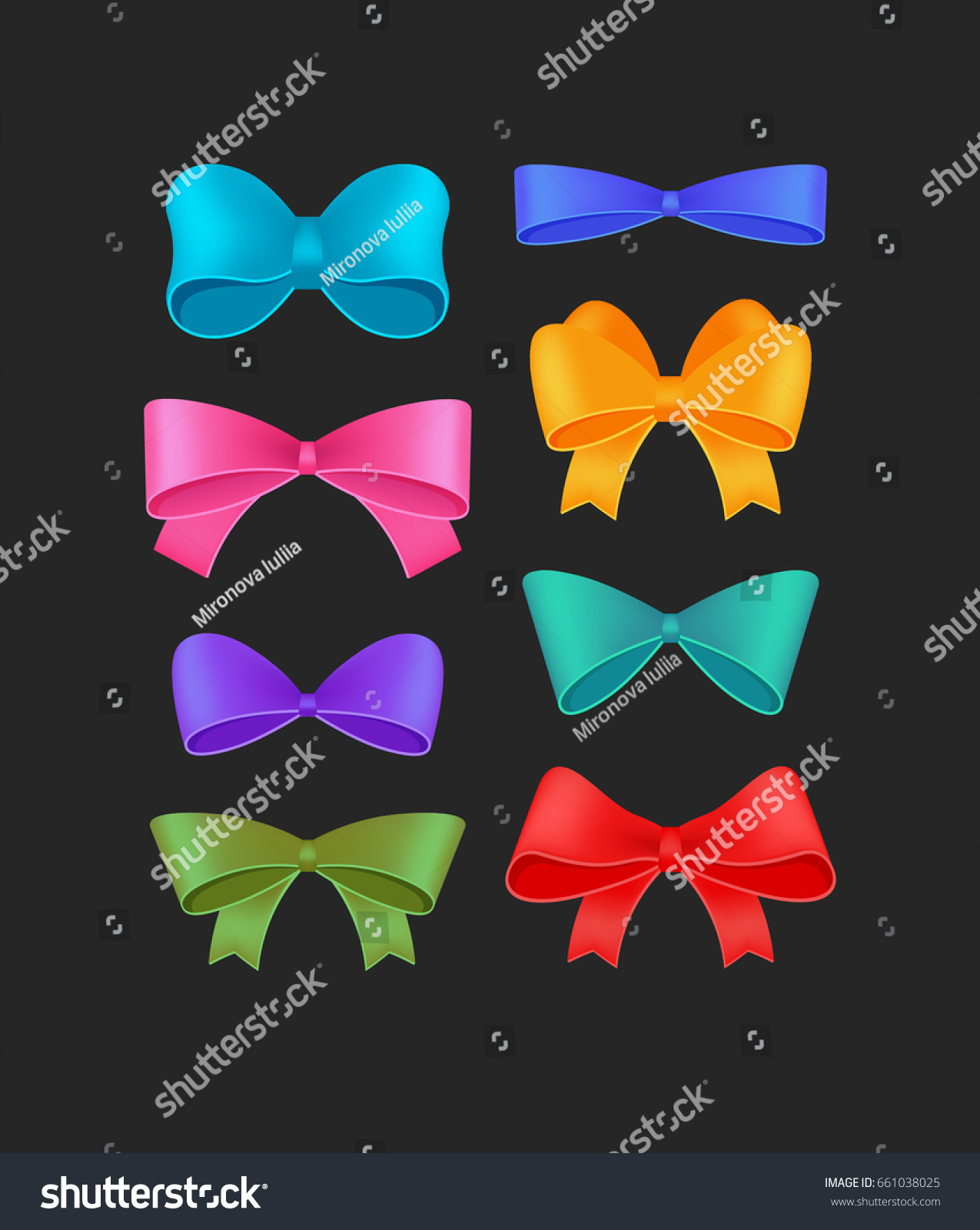Vector Set Different Bows Stock Vector (Royalty Free) 661038025