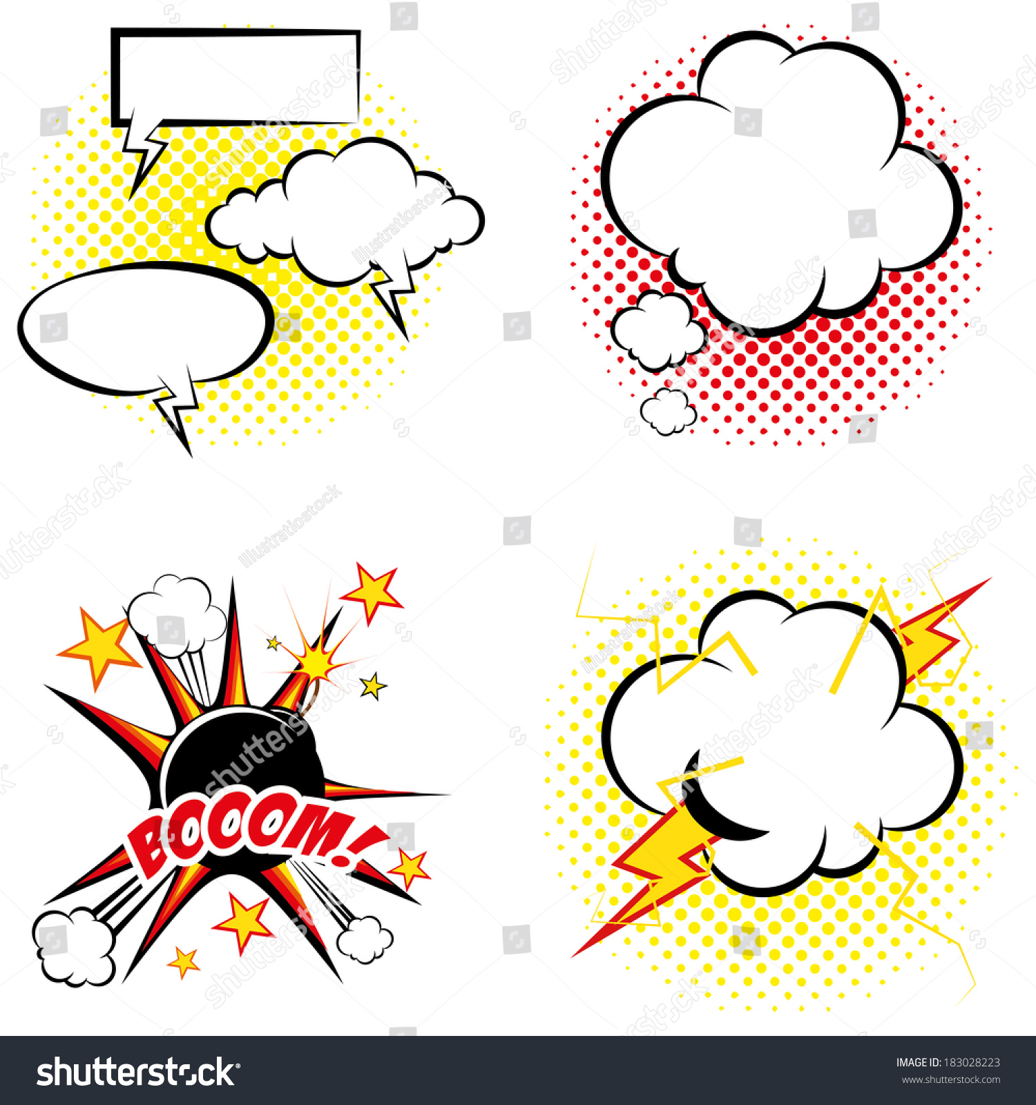 Vector Set Different Comic Book Elements Stock Vector (Royalty Free ...