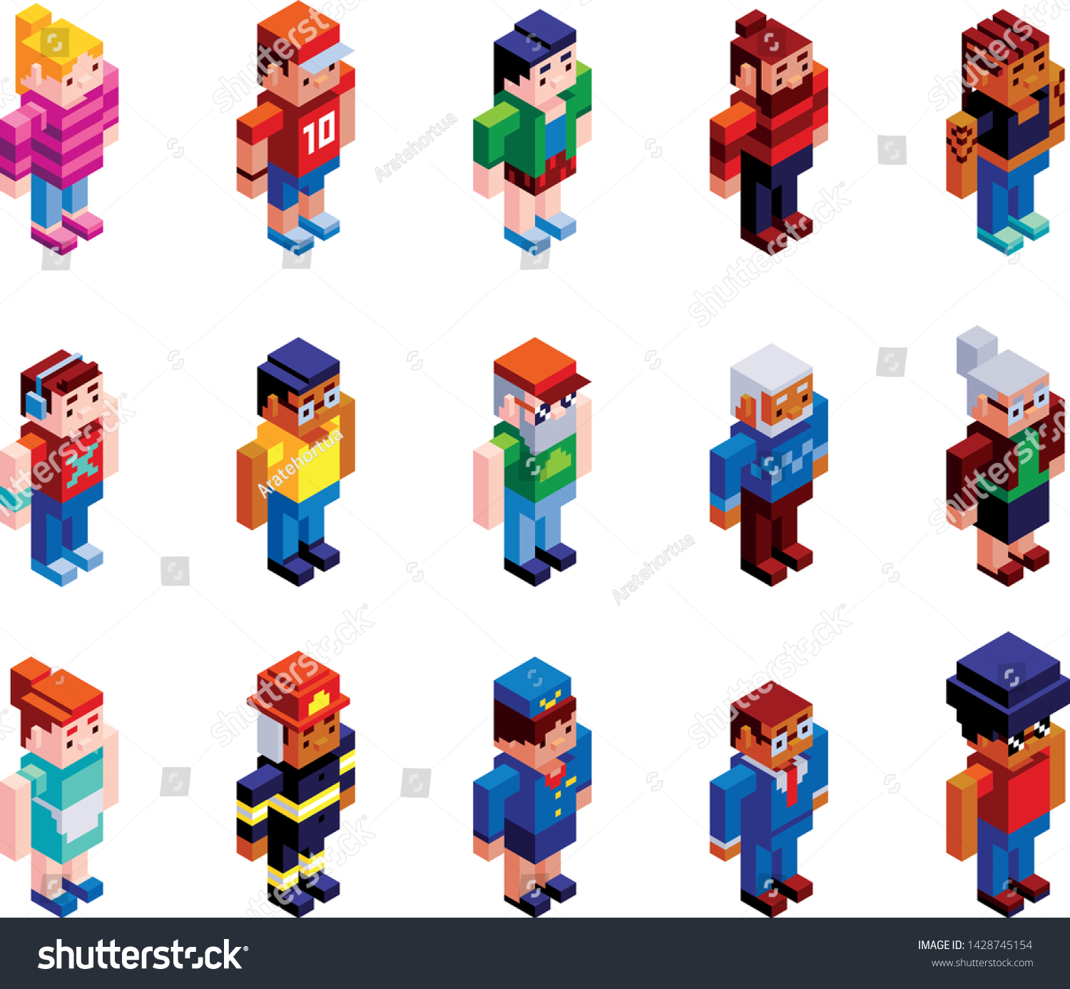 Vector Set Different Low Poly Characters: เวกเตอร์สต็อก (ปลอดค่า ...