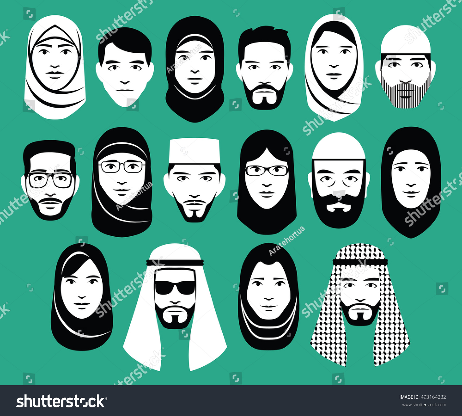Vector Set Different Middle Eastern People Stock Vector (Royalty Free ...