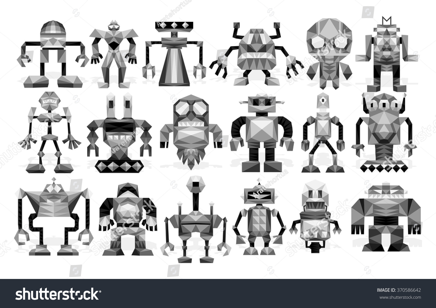 Vector Set Different Robots Isolated On Stock Vector (Royalty Free ...
