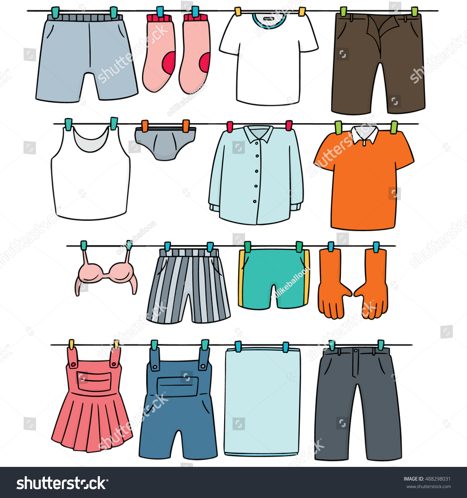 conjunto vectorial de ropa de secado: vector de stock (libre de ...