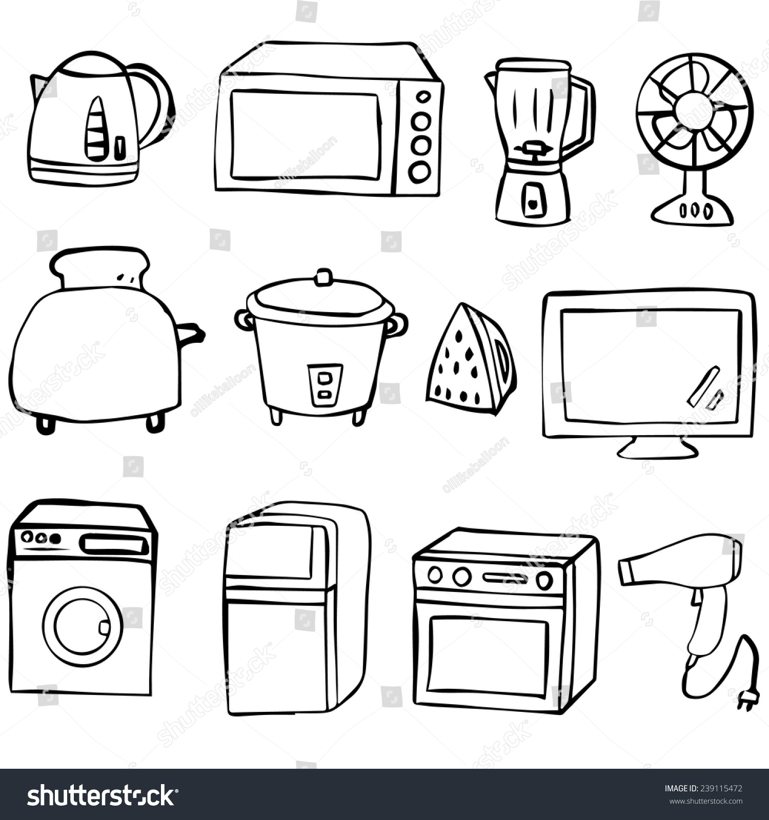 Vector Set Electrical Appliance Stock Vector (Royalty Free) 239115472 ...