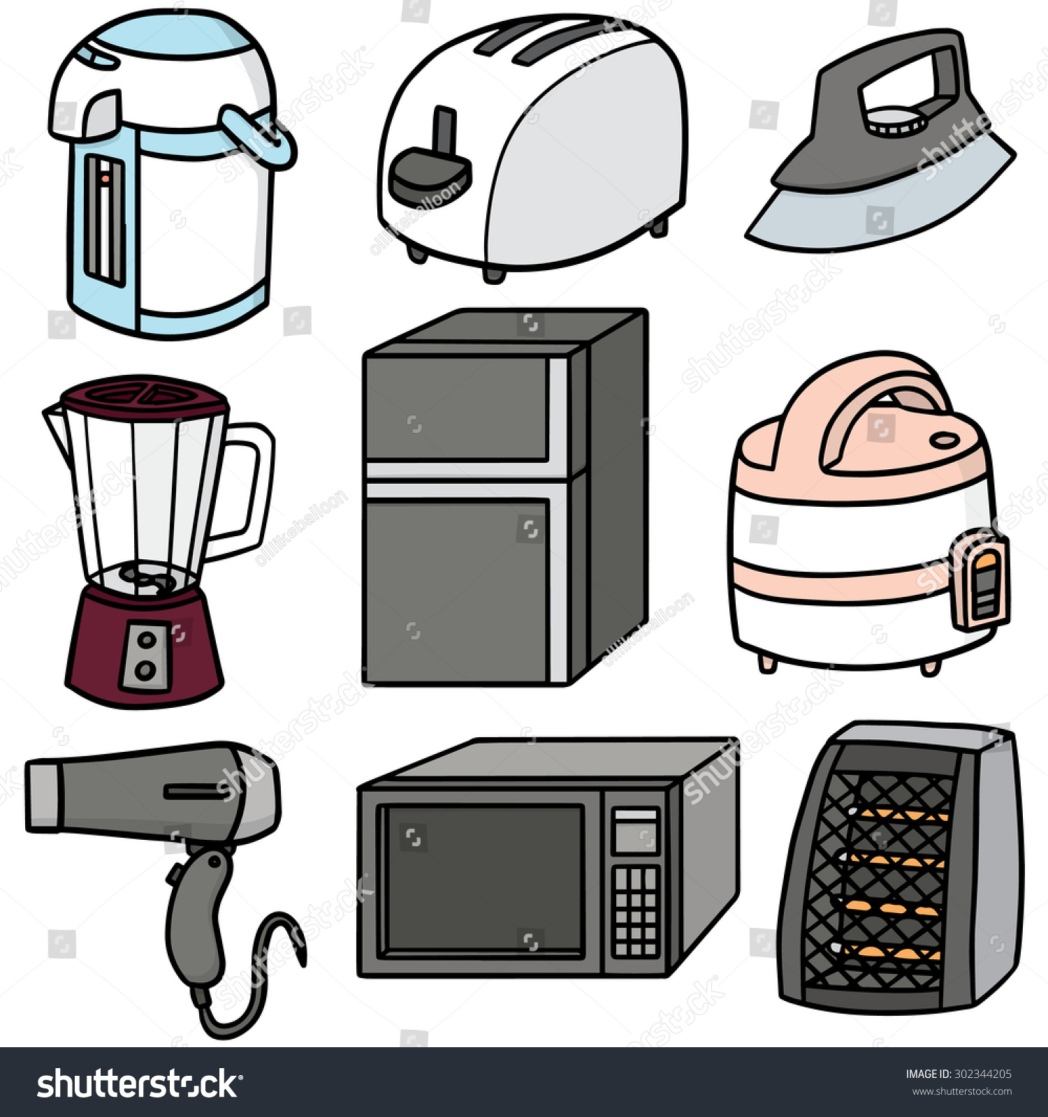 Vector Set Electrical Appliance Stock Vector (Royalty Free) 302344205
