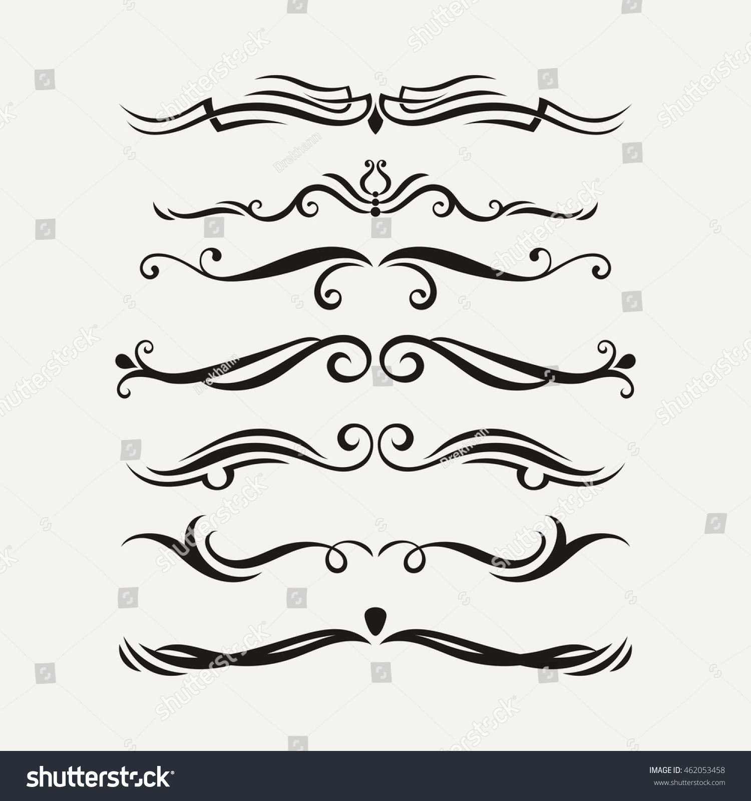 Vector Set Elegant Curls Swirls Elements Stock Vector (Royalty Free ...