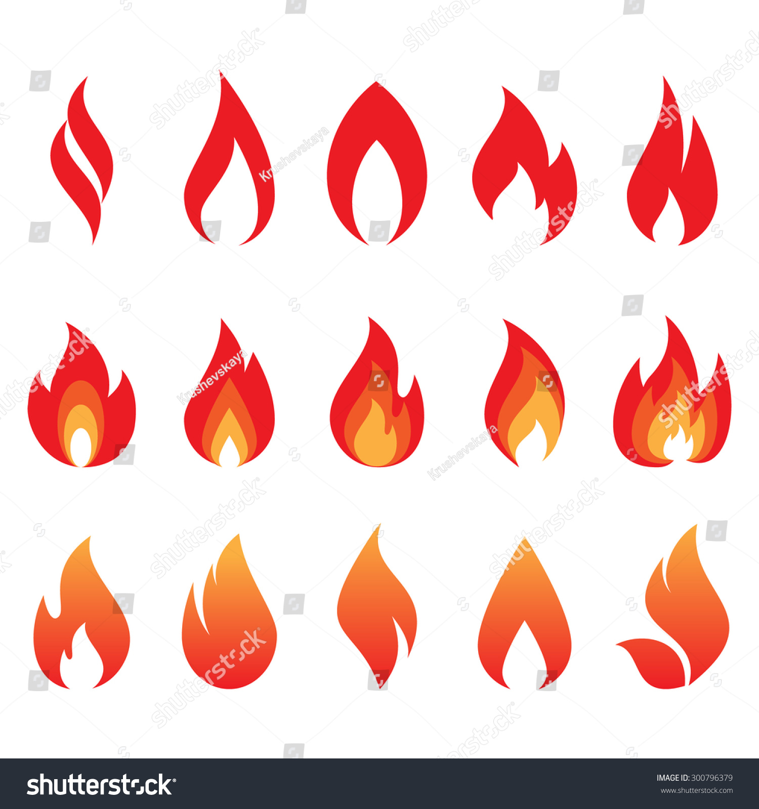 conjunto vectorial de llamas de fuego: vector de stock (libre de ...