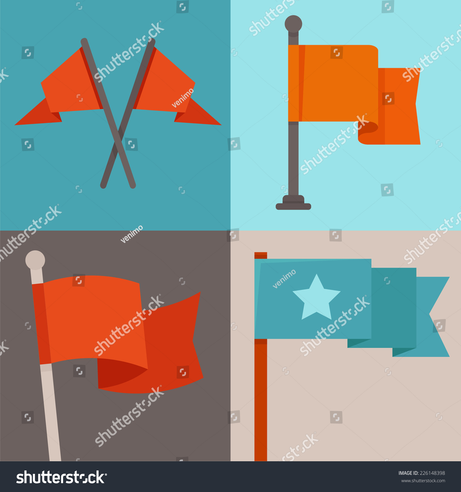 Vector Set Flag Design Elements Flags Stock Vector (Royalty Free ...