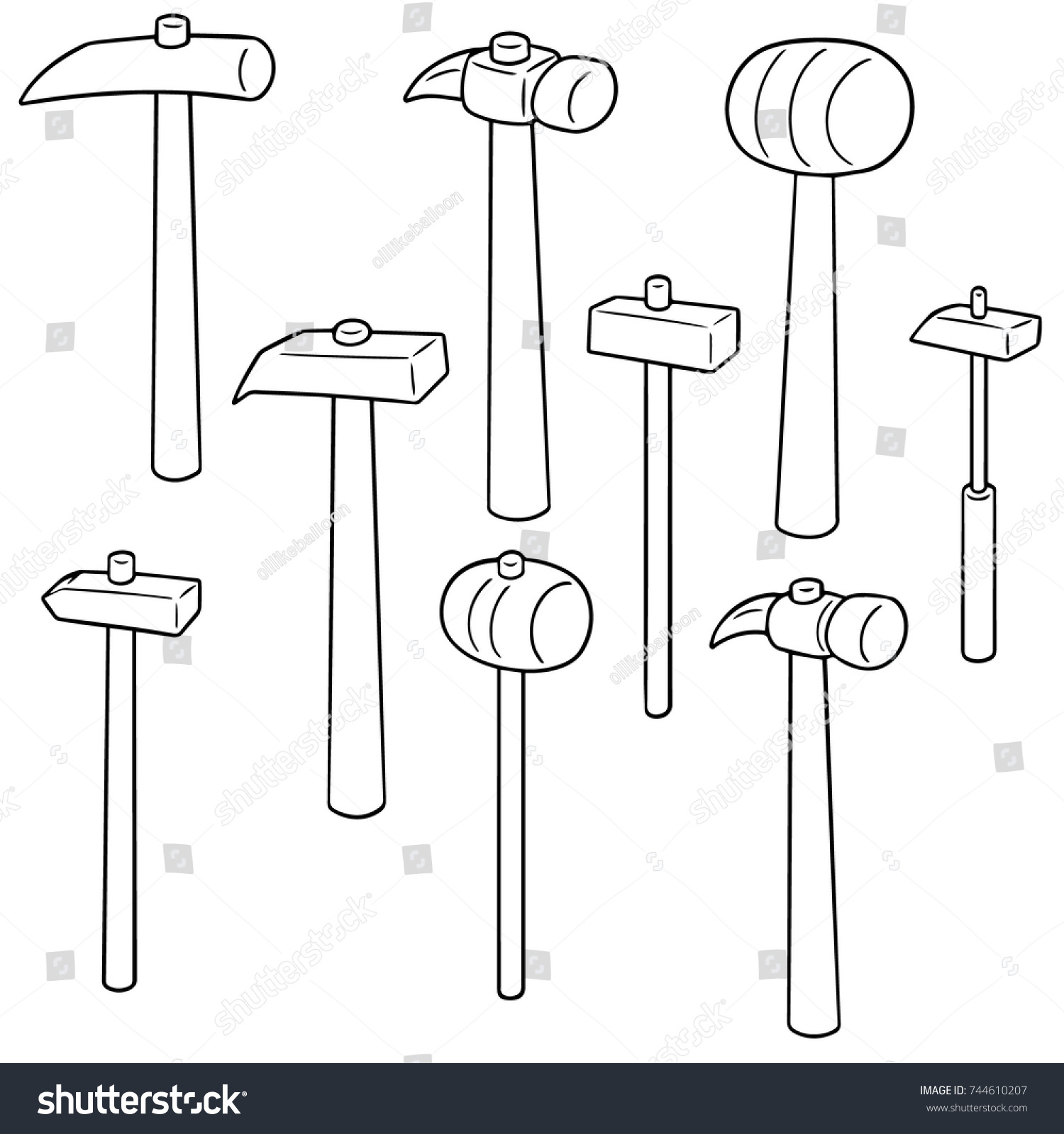 Vector Set Hammer Stock Vector (Royalty Free) 744610207 | Shutterstock