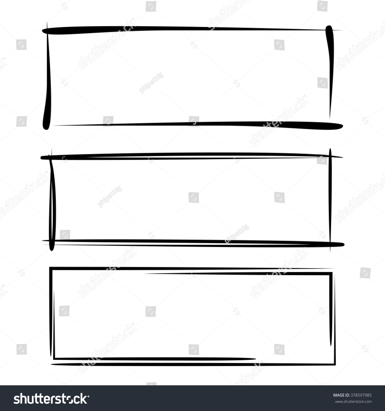 Vector Set Hand Drawn Sketch Frames 스톡 벡터(사용료 없음) 378597985 - Shutterstock