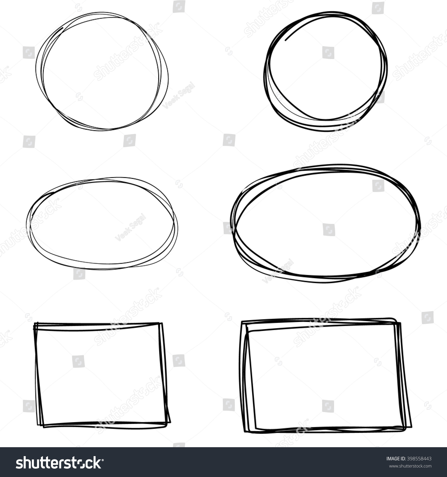 Vector Set Hand Drawn Square Frames Stock Vector 398558443 - Shutterstock