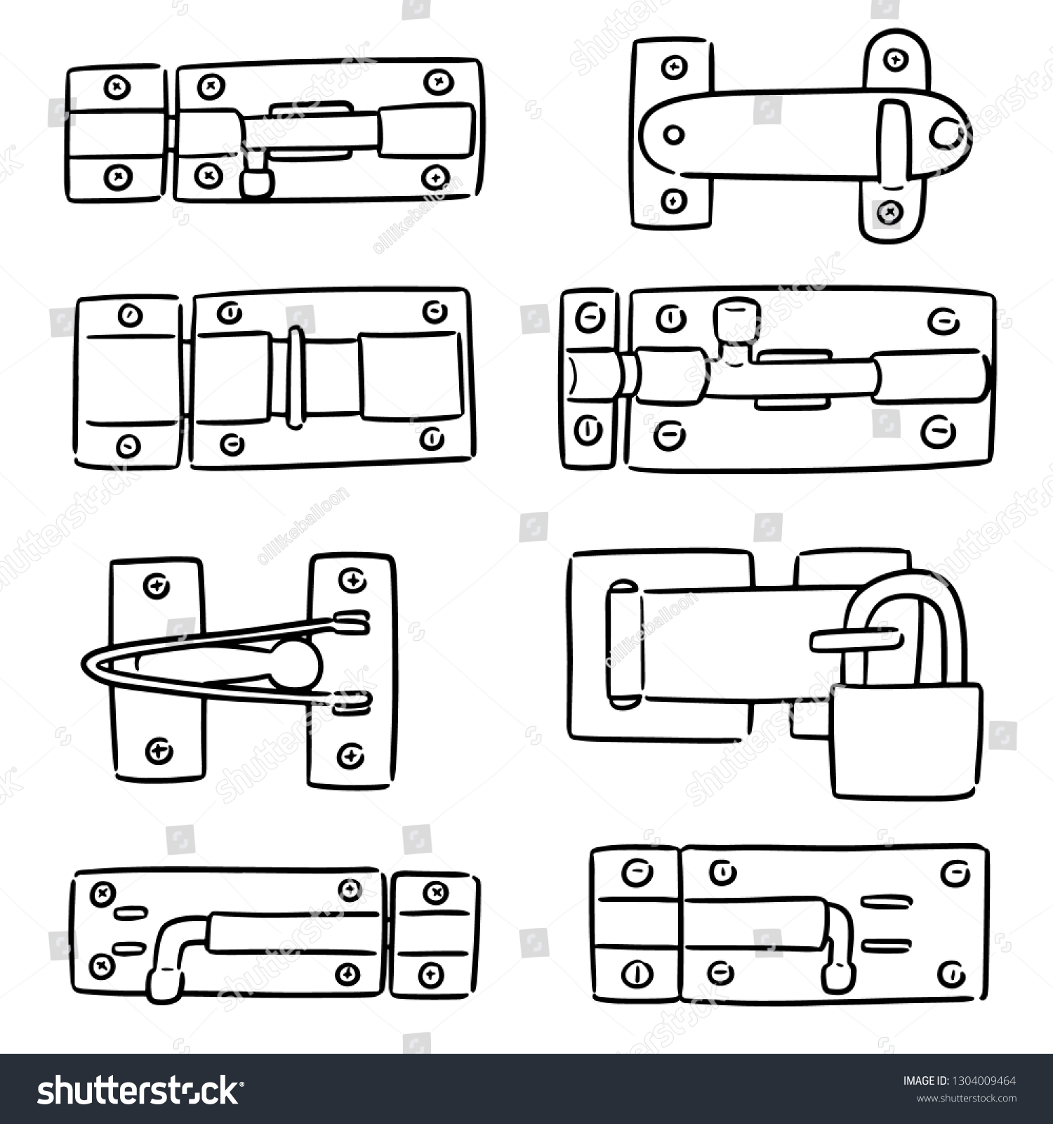 Vector Set Latch Stock Vector (Royalty Free) 1304009464