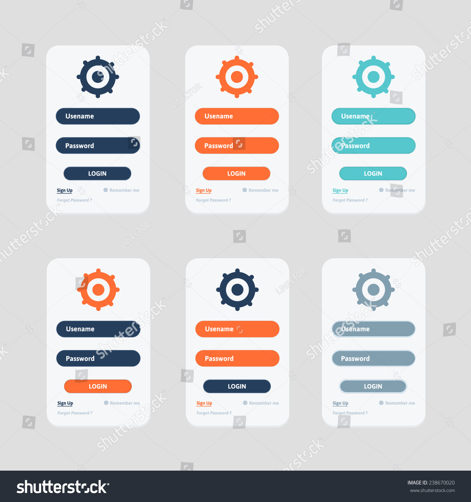 Vector Set Login Formtemplate Flat Design Stock Vector (Royalty Free ...