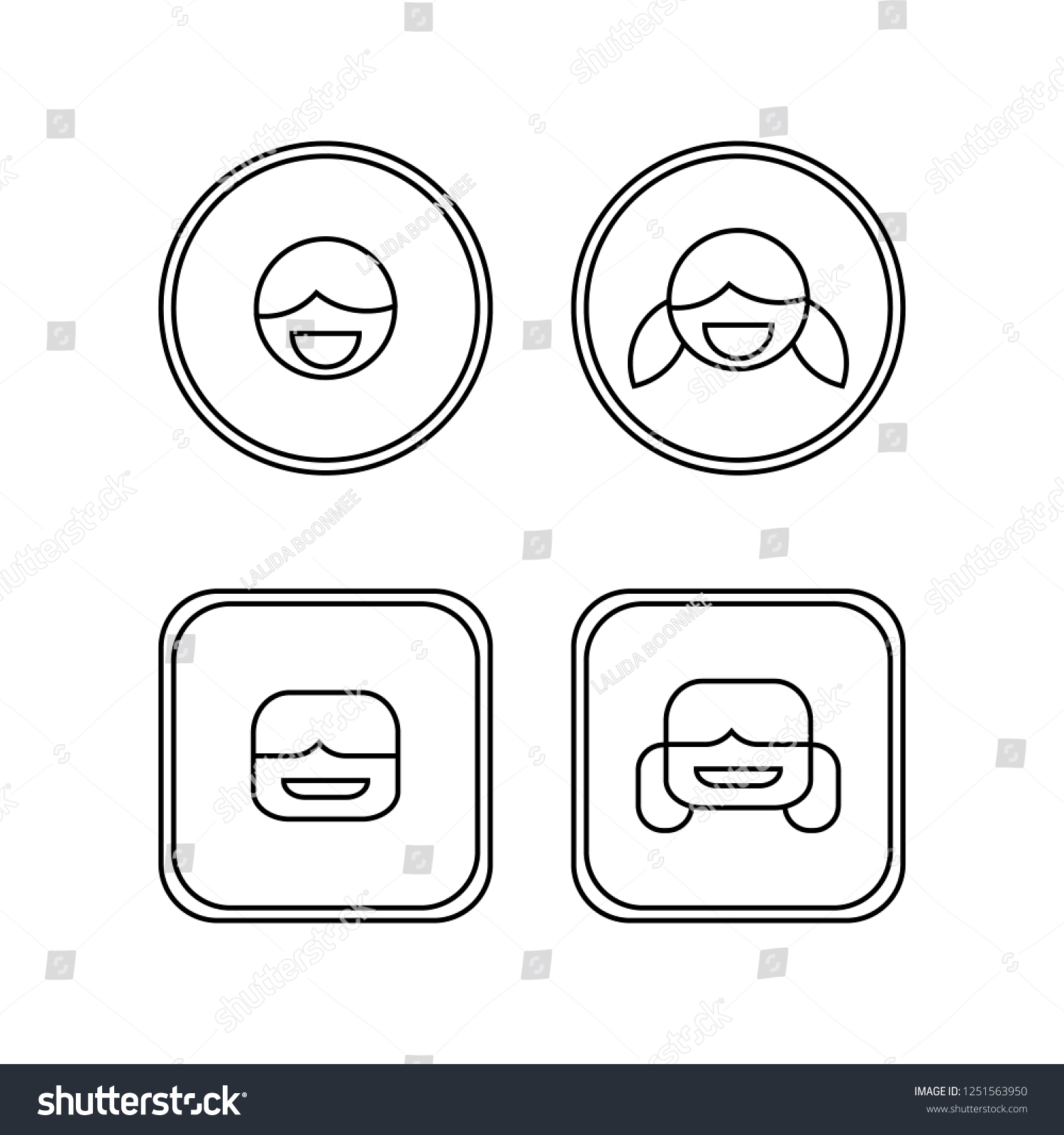 Vector Set Man Woman Face Stock Vector Royalty Free 1251563950 Shutterstock
