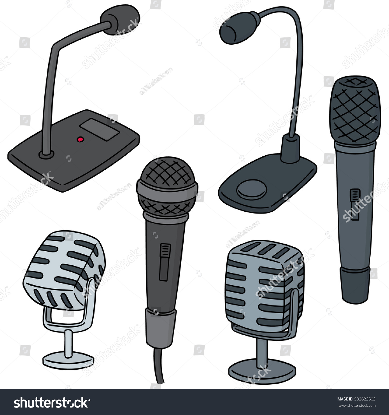 Vector Set Microphone Stock Vector (Royalty Free) 582623503