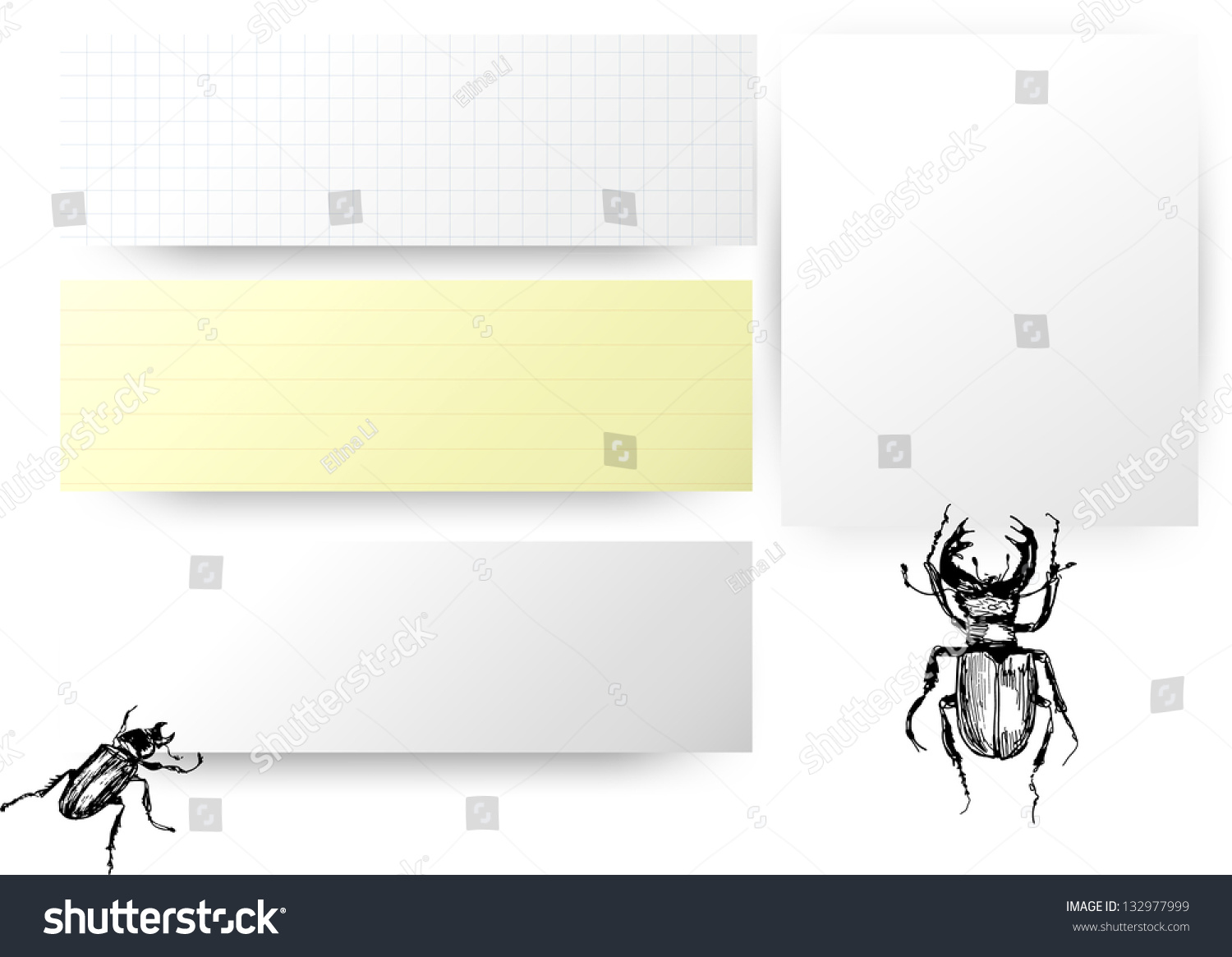 Vector Set Paper Objects Bugs Vector Stock Vector (Royalty Free ...