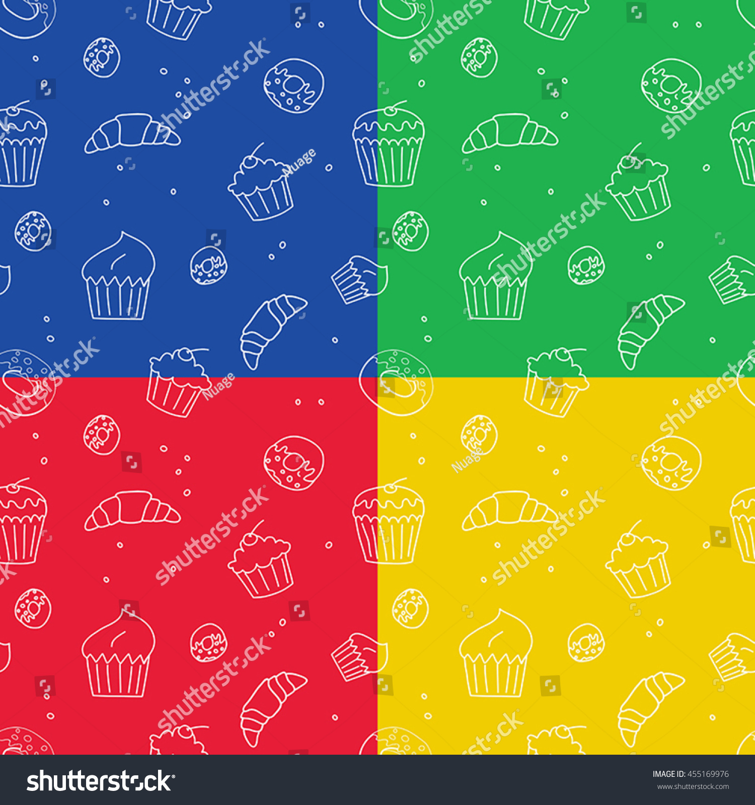 Vector Set Pastry Seamless Pattern Backgrounds Stock Vector (Royalty ...