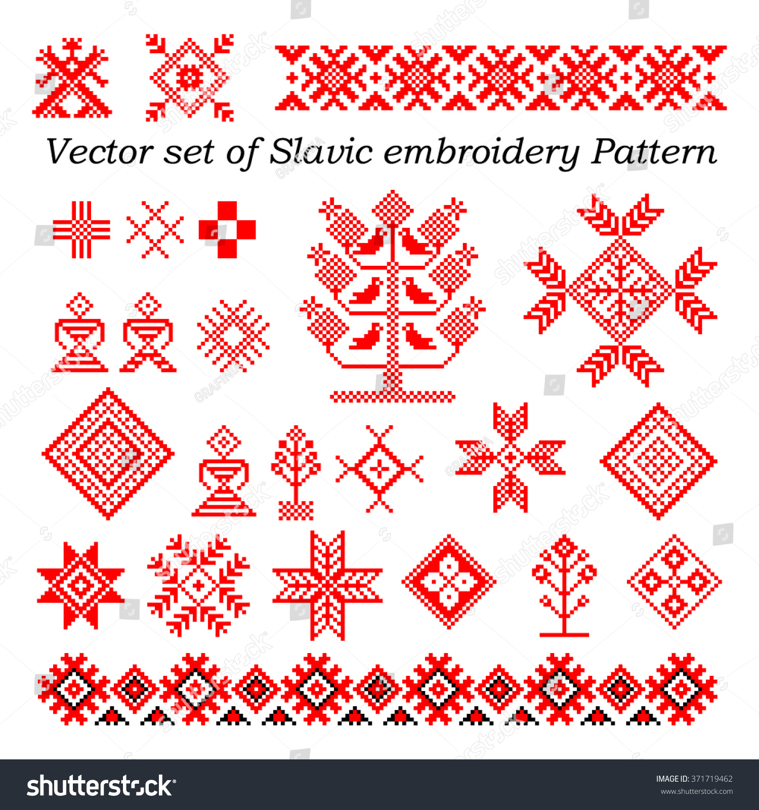 Vector Set Pattern Slavic Embroidery 24 Stock Vector (Royalty Free ...