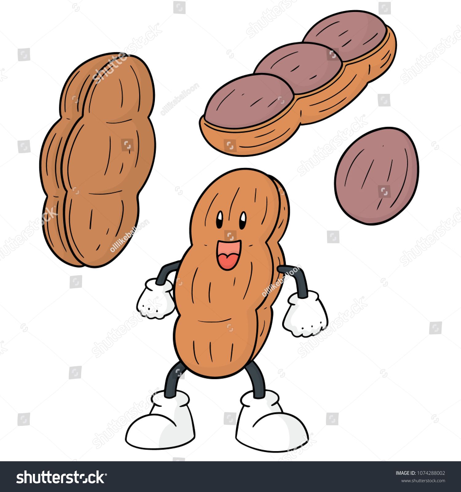 Vector Set Peanut Stock Vector (Royalty Free) 1074288002