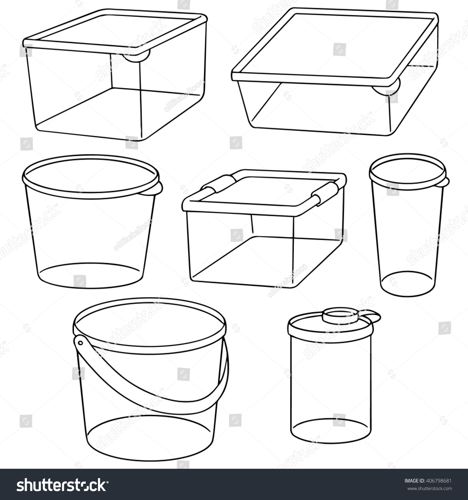 Vector Set Plastic Container Stock Vector (Royalty Free) 406798681 ...