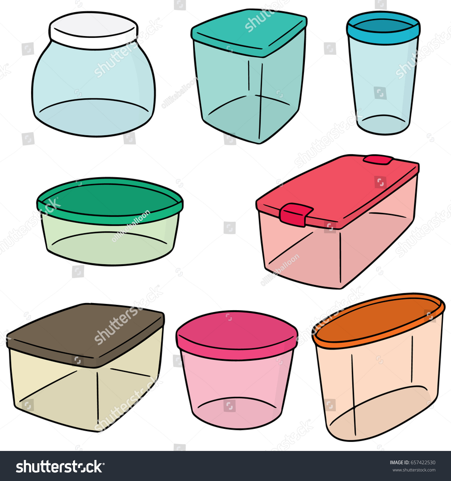 Vector Set Plastic Container: vector de stock (libre de regalías ...