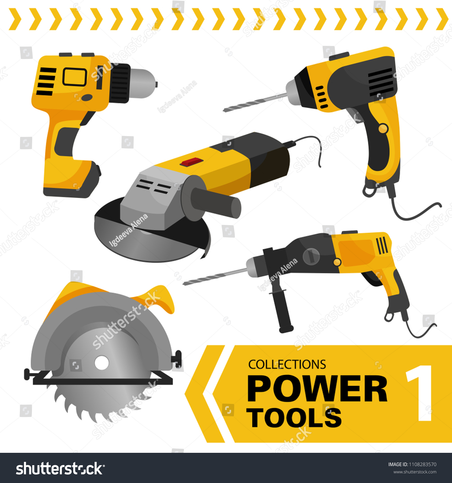 Vector Set Power Tools Stock Vector (Royalty Free) 1108283570 ...