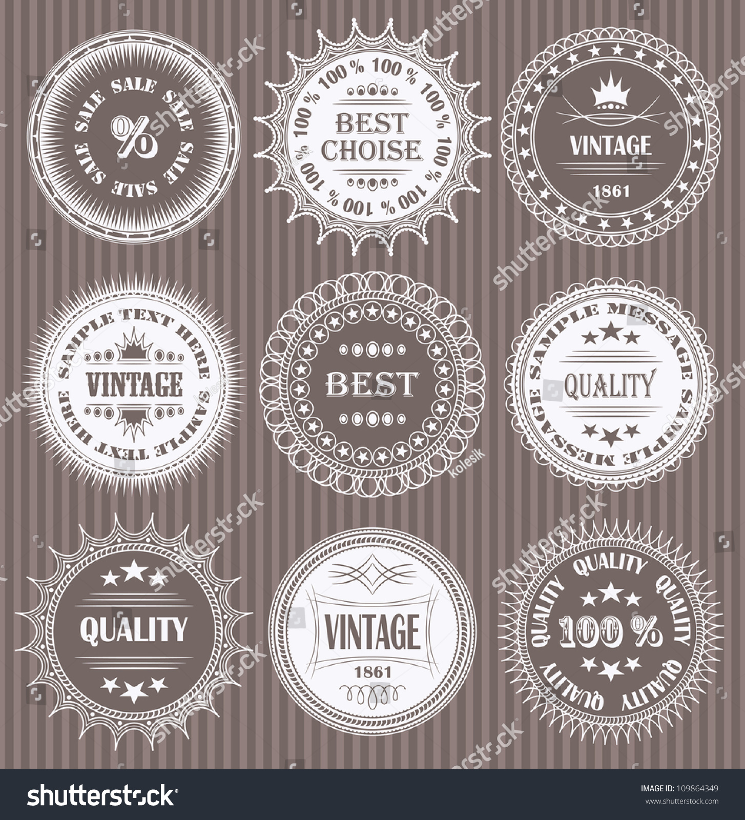 Vector Set Round Labels Stock Vector (Royalty Free) 109864349 ...