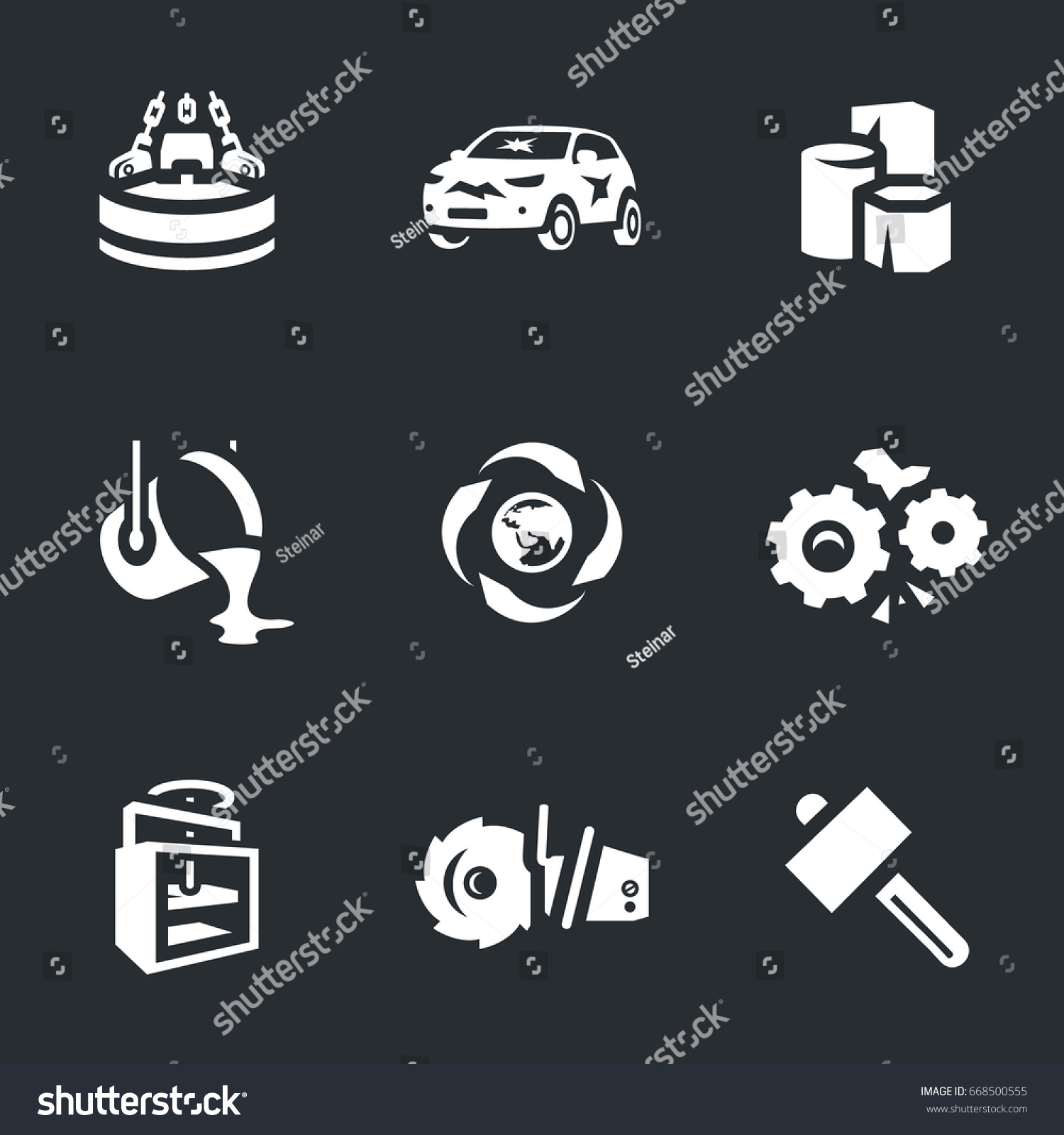 Vector Set Scrap Processing Icons: เวกเตอร์สต็อก (ปลอดค่าลิขสิทธิ์ ...