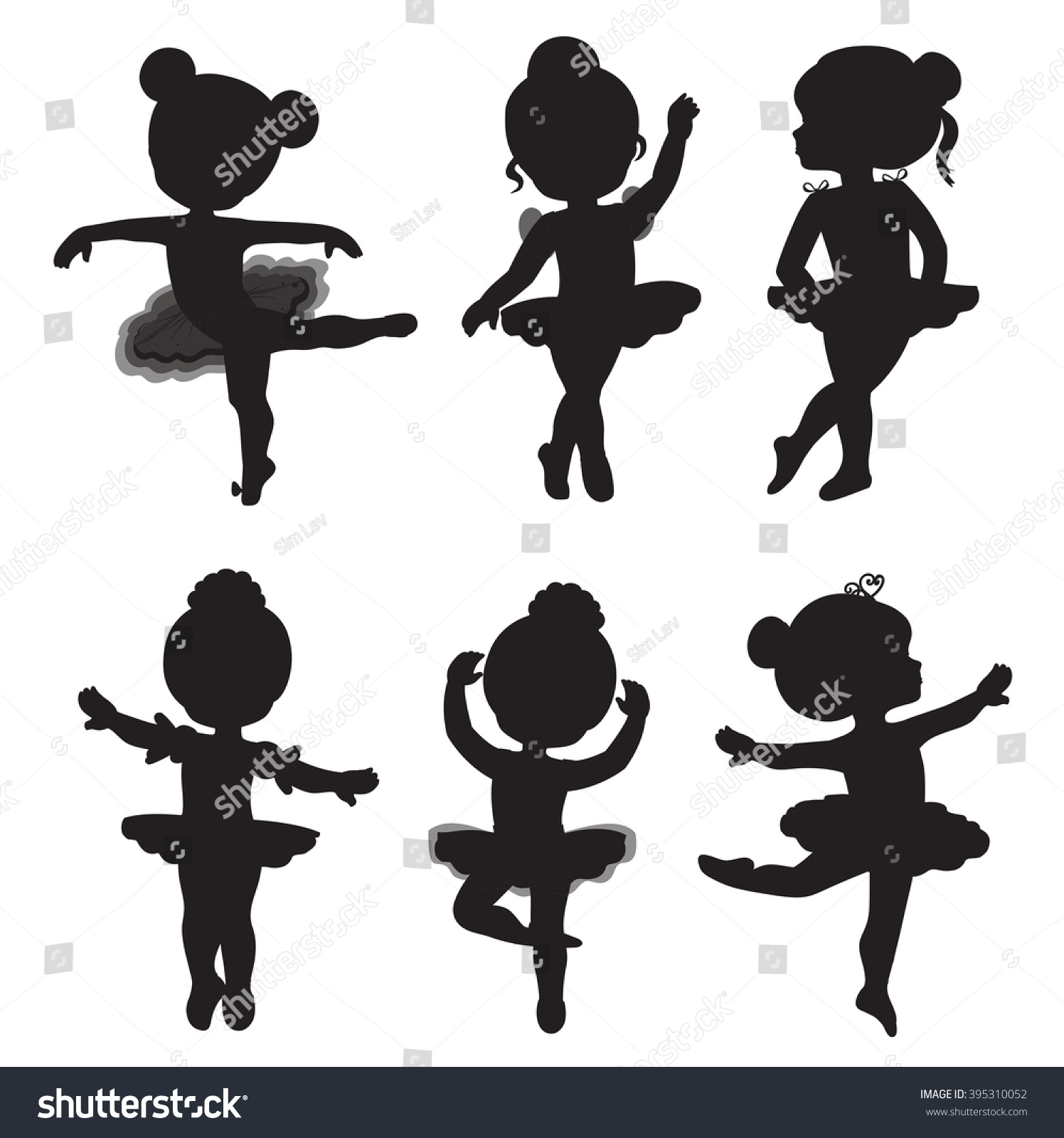 Vector Set Silhouettes Little Ballerinas Stock Vector 395310052 ... Vector Set Silhouettes Little Ballerinas Stock Vector 395310052 ...