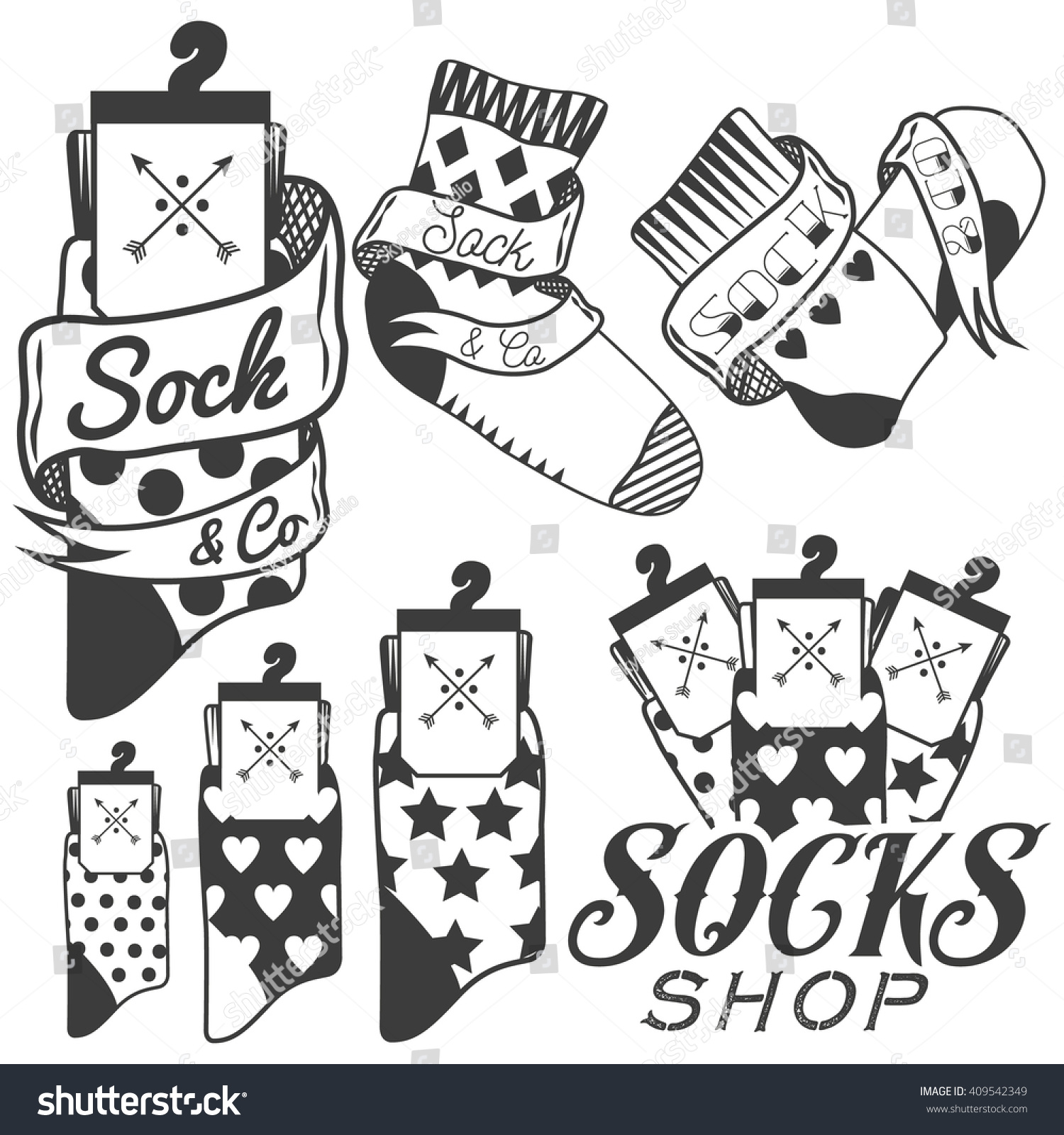 Vector Set Socks Emblems Labels Stock Vector (Royalty Free) 409542349