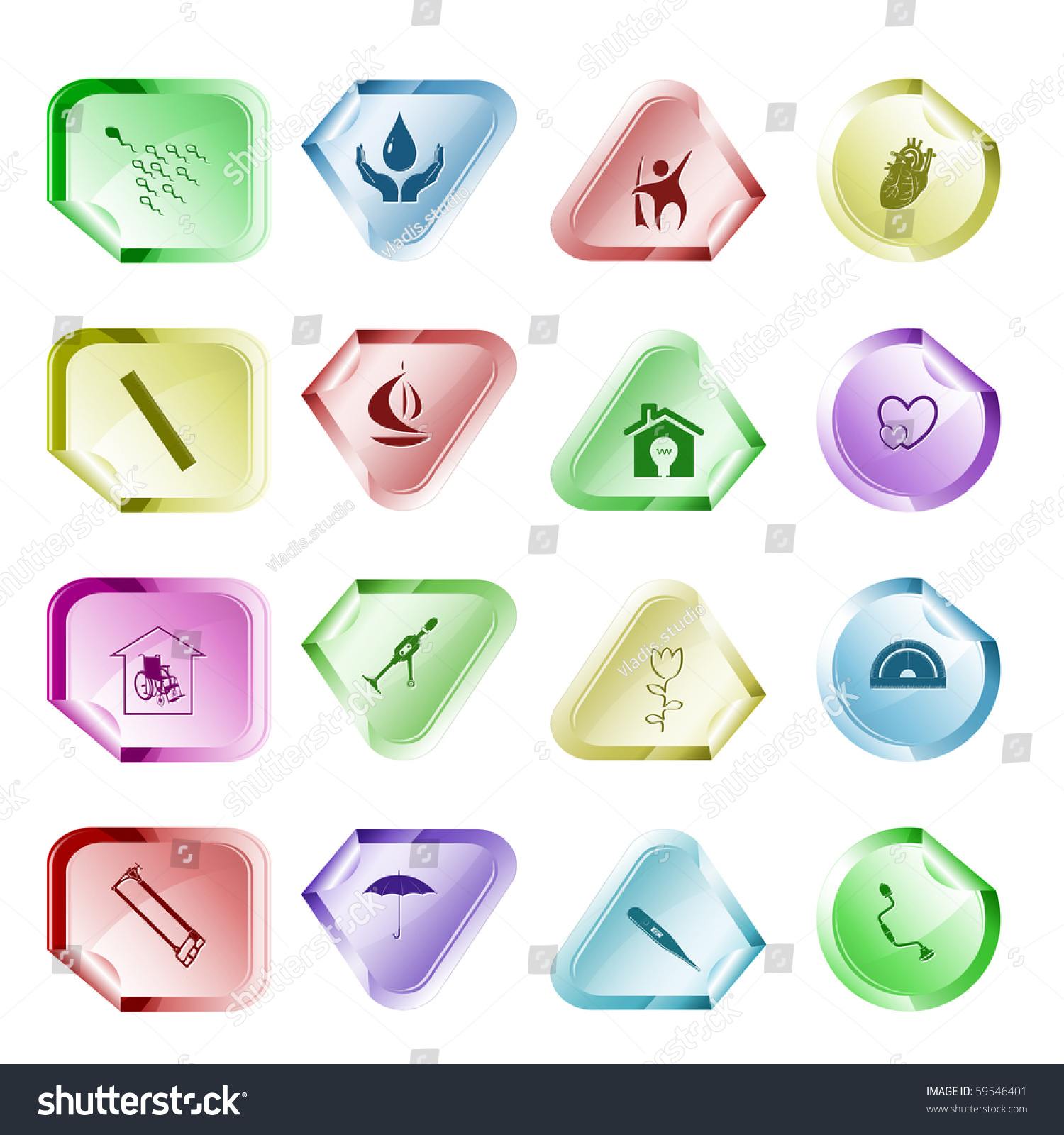 Vector Set Stickers 16 Elements Stock Vector (Royalty Free) 59546401 ...