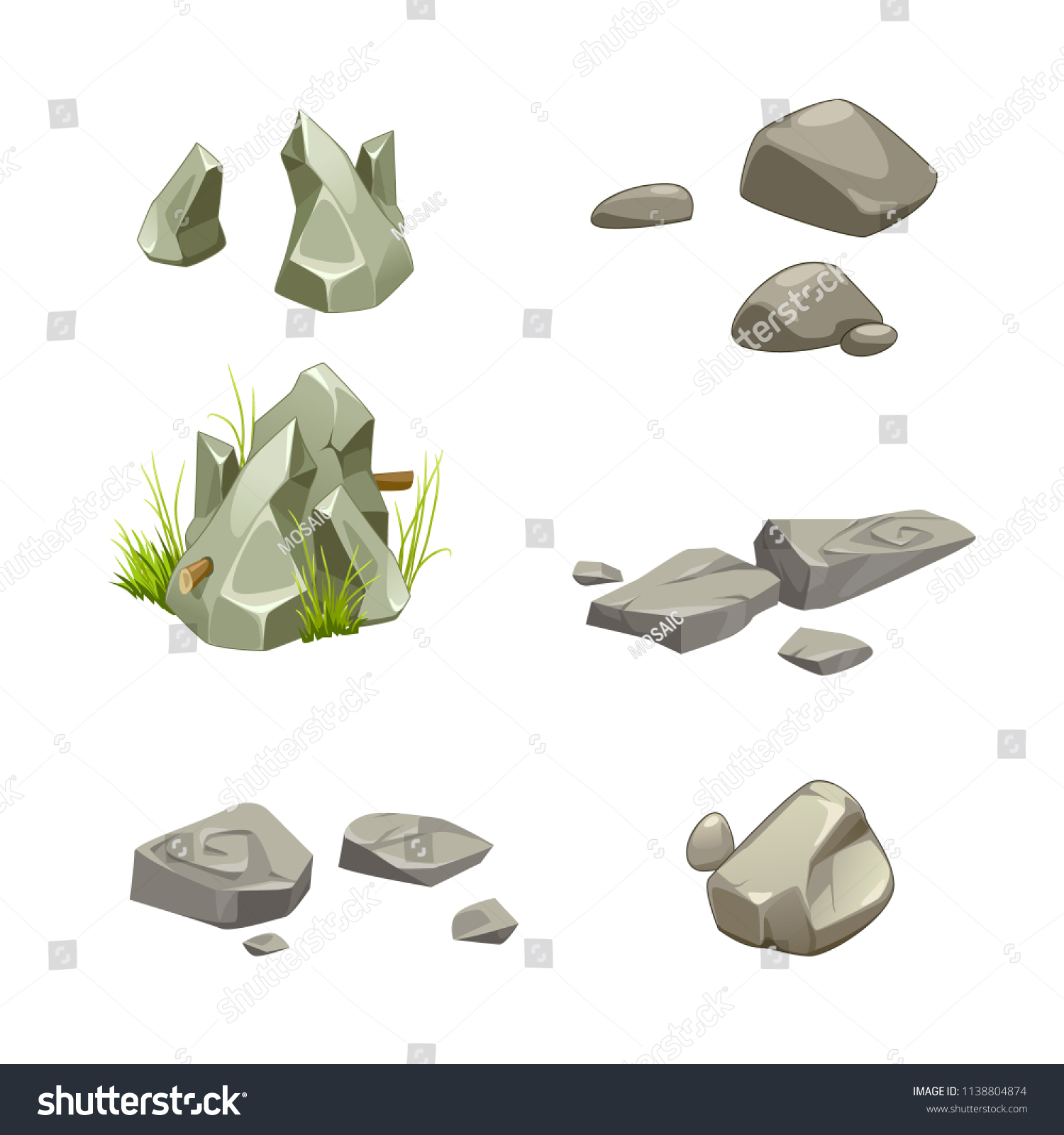 Vector Set Stone Objects Landscape Design Stock Vector (Royalty Free ...