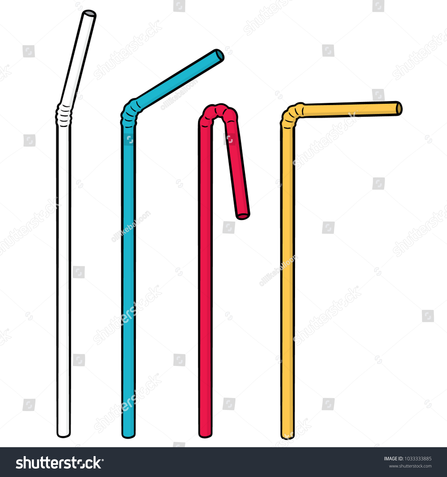 Vector Set Straw Stock Vector (Royalty Free) 1033333885 | Shutterstock