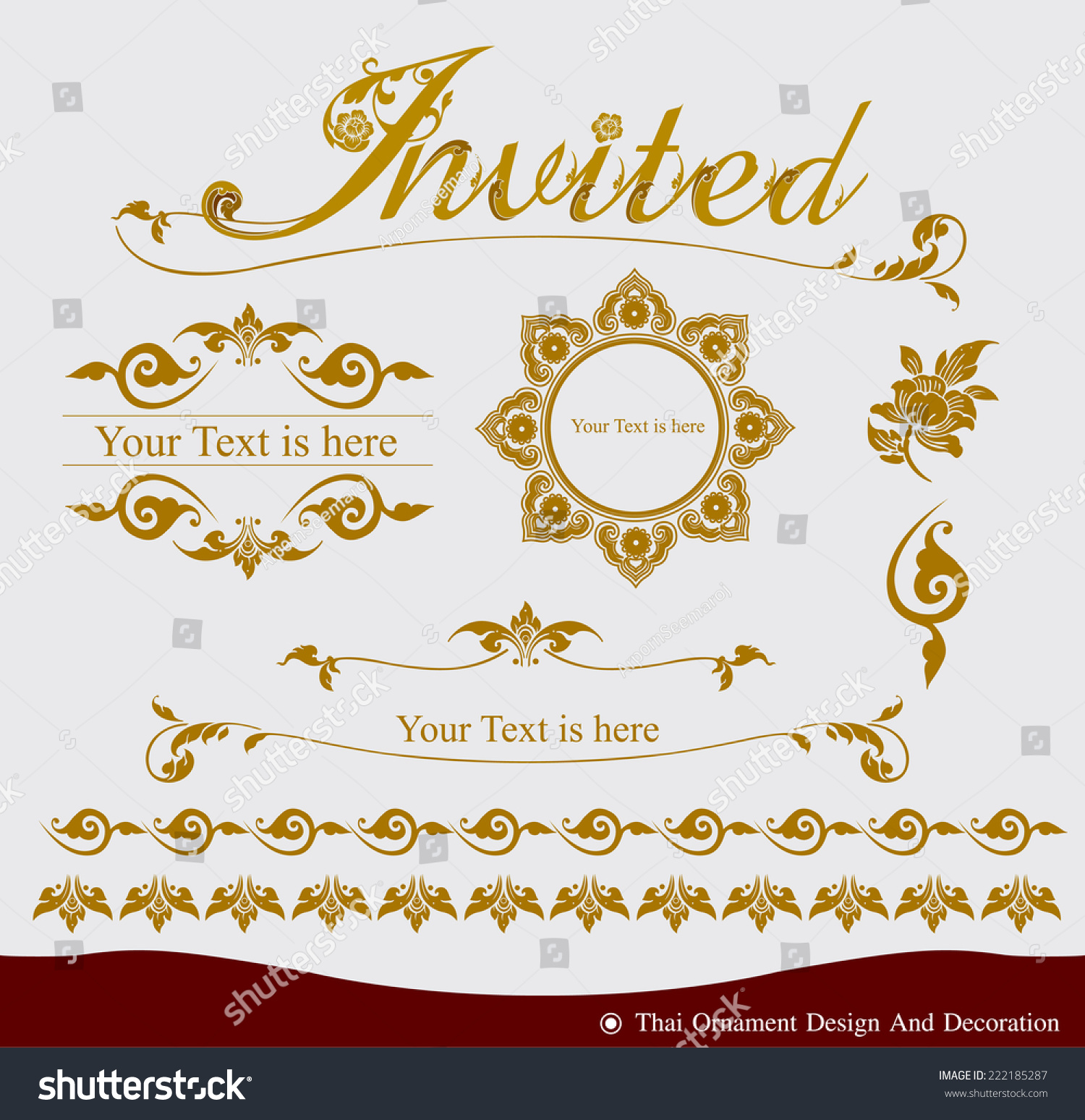 Vector Set Thai Ornament Design Decoration: vector de stock (libre de ... Vector Set Thai Ornament Design Decoration: vector de stock (libre de ...