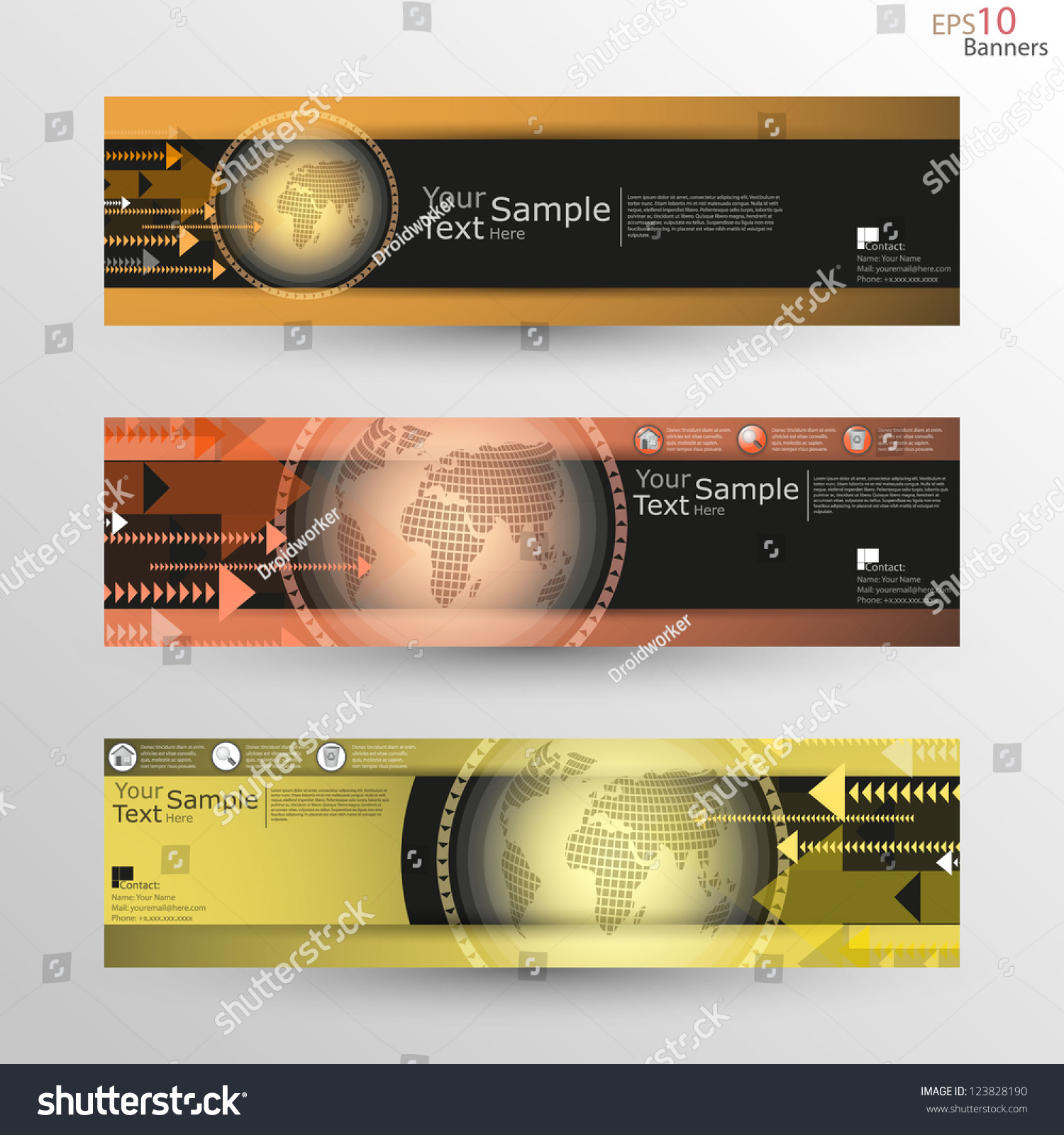 Vector Set Three Header Design Stock Vector (Royalty Free) 123828190 ...