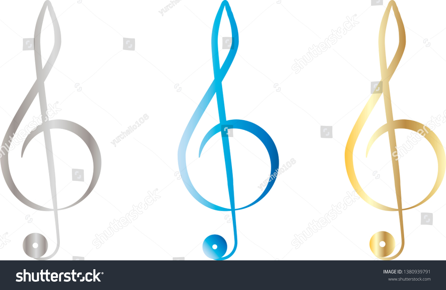 Vector Set Treble Clef Stock Vector (Royalty Free) 1380939791 ...