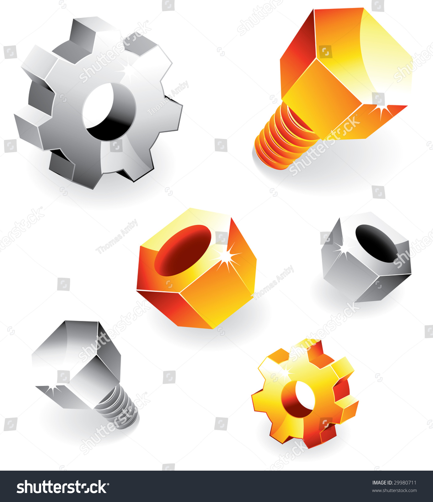 Vector Set Various Metal Design Elements Stock Vector (Royalty Free ...