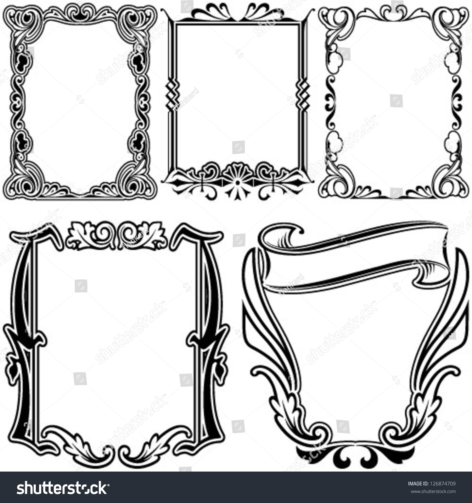 Vector Set Vintage Frames Stock Vector (Royalty Free) 126874709 ...