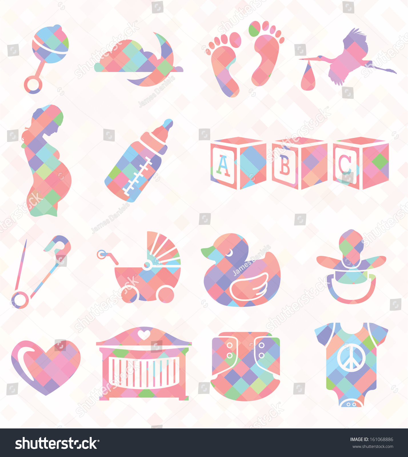 Vector Set Quilt Pattern Baby Icons: เวกเตอร์สต็อก (ปลอดค่าลิขสิทธิ์ ...