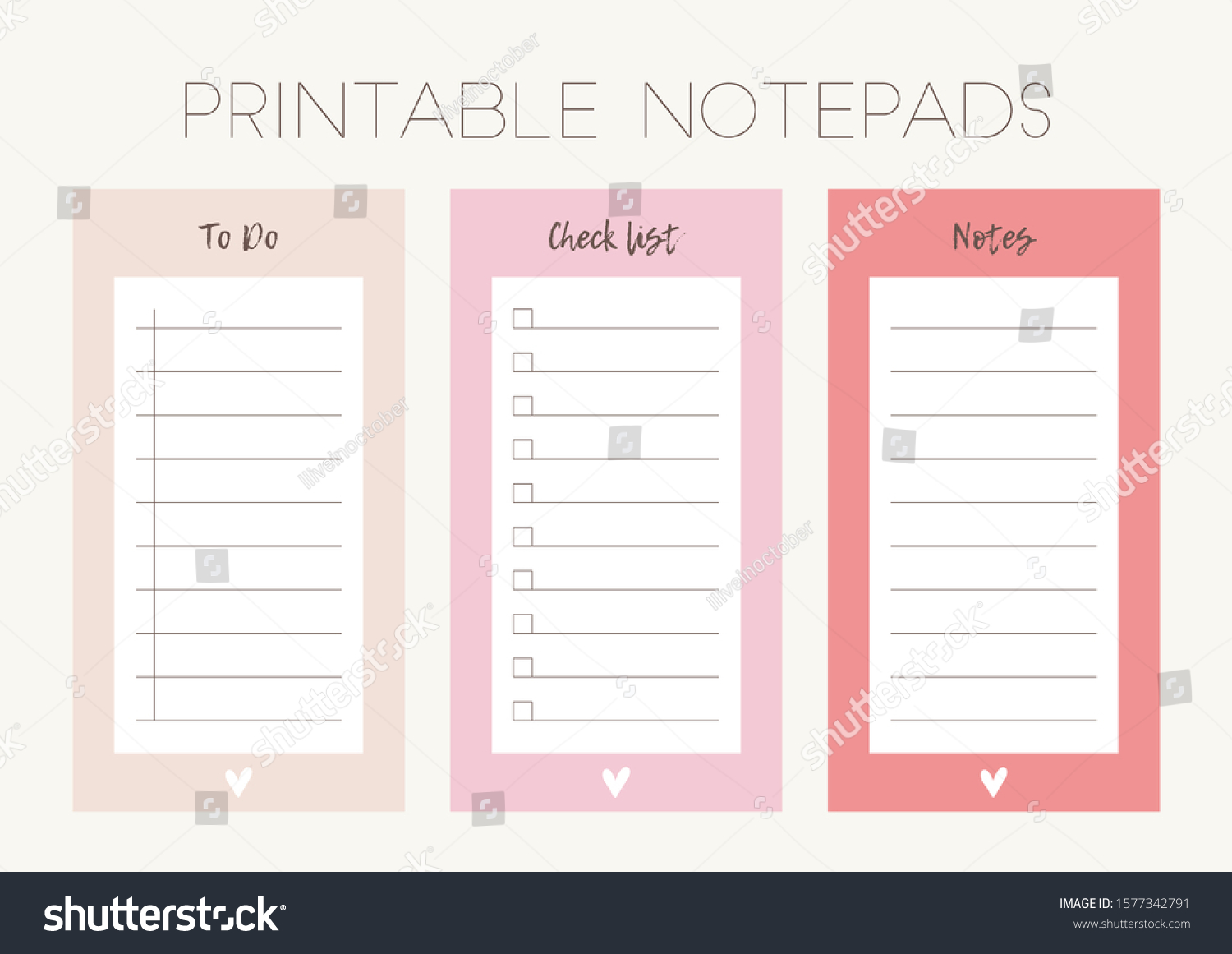 Vector Set Tree Beautiful Printable Notepads Stock Vector (Royalty Free ...